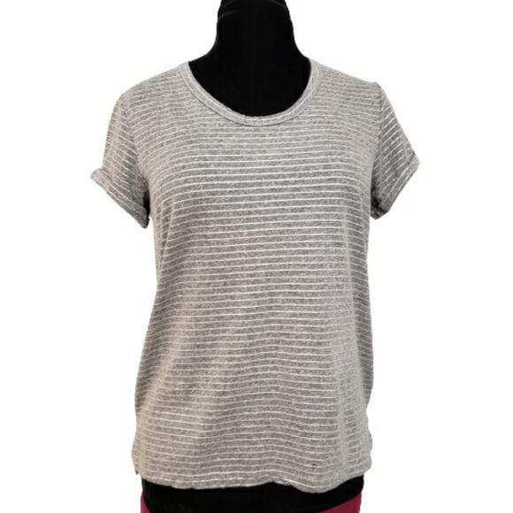 Tula | Tops | Tla Anthro Metallic Silver Striped Short Cuffed Sleeve ...